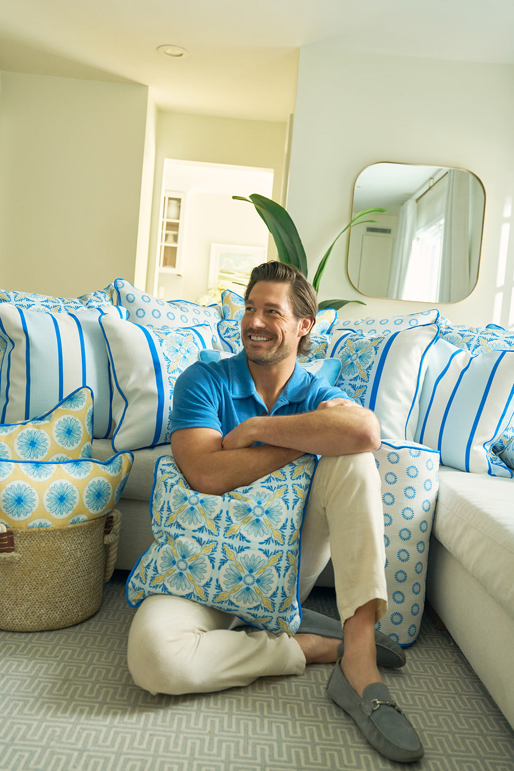 Euro Blue Tiles with Spring Blue Stripe Pillow – Sewing Down South